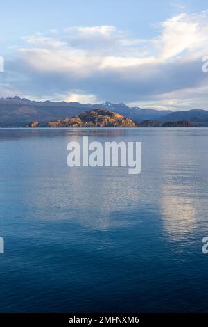 Sunset over the beautiful Lago General Carrera in southern Chile Stock ...