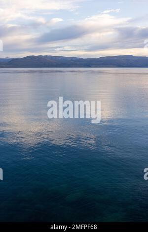 Sunset over the beautiful Lago General Carrera in southern Chile Stock ...