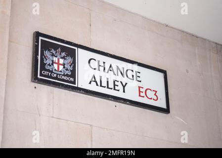 Change Alley, also known as Exchange Alley, in City of London, UK ...