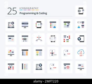Coding And App Development 25 Flat Color icon pack including app. cluster. space. app Stock ...