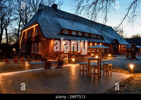 Thansen Manor, blue hour, Soderstorf, Lueneburg Heath nature Park ...
