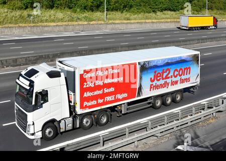 M25 motorway Jet2.com articulated lorry trailer Stock Photo - Alamy