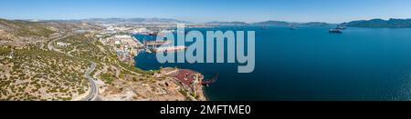 Industrial harbour, Eleusis Bay, Attica, Greece Stock Photo - Alamy