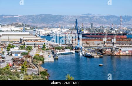 Industrial harbour, Eleusis Bay, Attica, Greece Stock Photo - Alamy