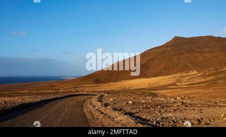 Morning light, Wild South, Jandia, barren landscape, non-asphalted road ...