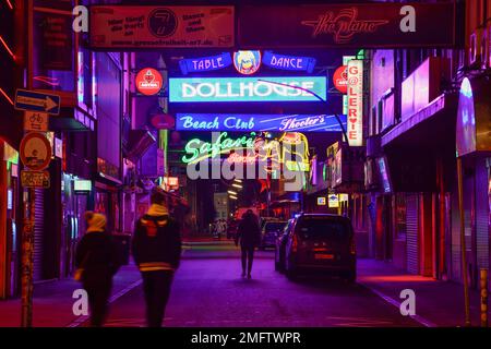 Illuminated sign at the Grosse Freiheit, Reeperbahn, St. Pauli, Hamburg ...