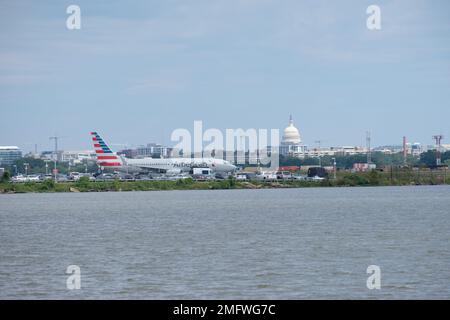 Airplane on Runway of Ronald Reagan Washington National Airport Stock ...
