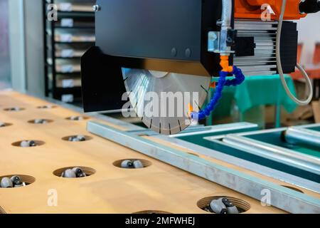 Automatic cnc bridge saw - router cutting profiling system Stock Photo ...