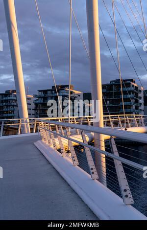 Ypsilon Bridge in Drammen - cable-stayed bridge with pedestrian walkway ...