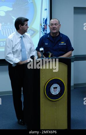 Vice Admiral Thad Allen at Aviation Training Center News Conference ...