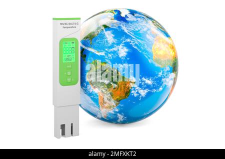 TDS meter with forbidden symbol, 3D rendering isolated on white ...