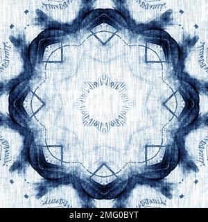 Indigo Dye Wash Coastal Damask Quilt Seamless Pattern. Washed out ...