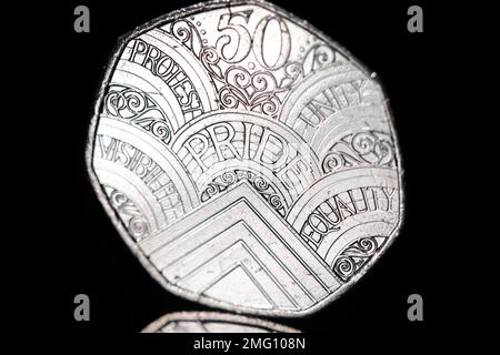 A 2022 50 pence coin to commemorate 50 years of Pride Stock Photo - Alamy