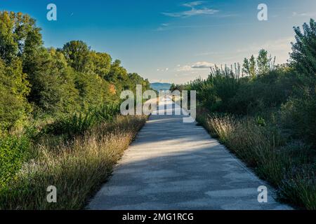 Via Rhona, an international long-distance cycle route, from Switzerland ...