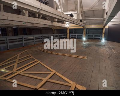 General view inside the Upper Mast House and the Hearts of Oak display ...