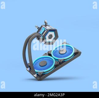 high performance Desktop PC and Cooling system 3d render on white with ...