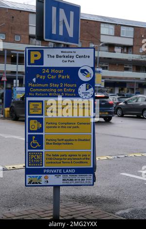 Excel Parking signs and machines in place at The Berkeley Centre on Ecclesall Road in Sheffield ...