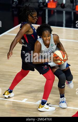 Washington Mystics guard Ariel Atkins sets up a play during the first ...