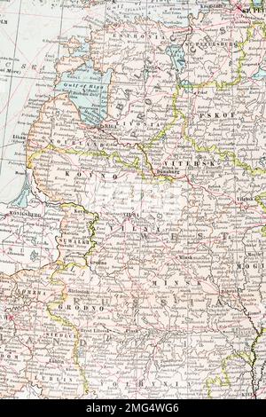 1902/3 Atlas map of territorial borders of East Prussia and the city of ...