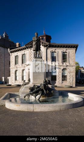 Hon. John Young statue and monument on De la Commune street in Old ...