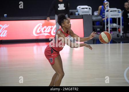 Atlanta Dream guard Betnijah Laney brings a ball up the court during ...