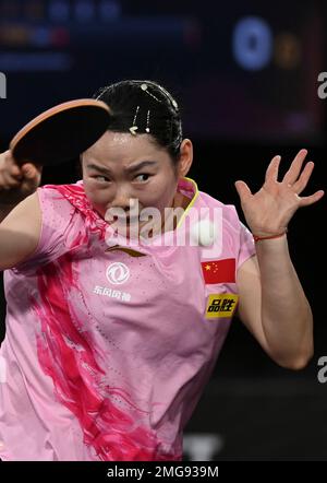 Doha, Qatar. 25th Jan, 2023. Fan Siqi of China competes during the ...