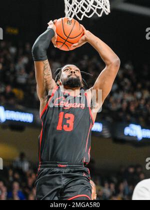 Houston forward J'Wan Roberts (13) shoots a free throw attempt against ...