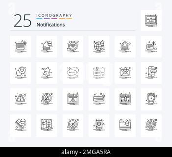 Notifications 25 Line icon pack including mobile. number. alert. notification. attention Stock ...