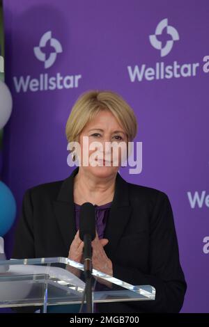 President and CEO of WellStar Health System, Candice Saunders, speaks ...