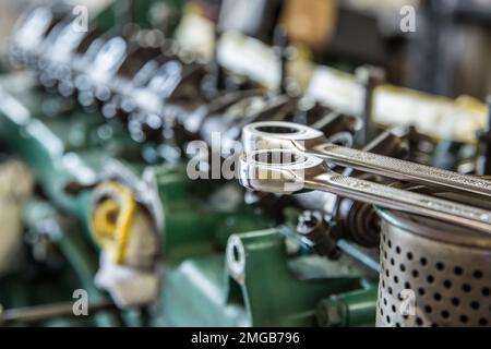 Japanese factory doing marine engine repair overhaul Stock Photo - Alamy