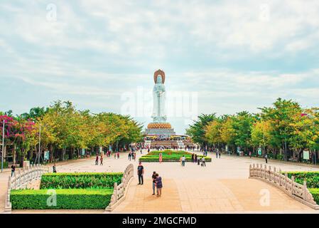 Statue of the goddess Guanyin on the territory of Nanshan Buddhist ...