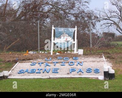 Station Sabine, Texas - 26-HK-2-11. STA Sabine sign. Hurricane Katrina ...