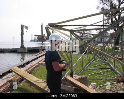 Station Sabine, Texas - 26-HK-2-11. STA Sabine sign. Hurricane Katrina ...
