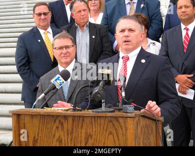 Louisiana House Speaker Clay Schexnayder, R-Gonzales, speaks to the ...