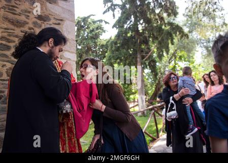 Greek Orthodox Holy Communion With Spoon Stock Photo - Alamy