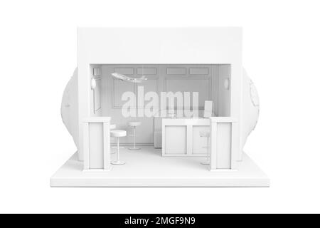Modern Travel Agency Booth, Promotion Stand, Room on a white background ...