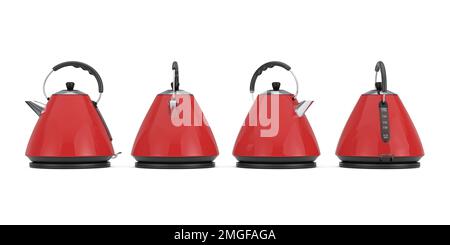Modern Red Electric Kitchen Kettle on a yellow background. 3d Rendering ...