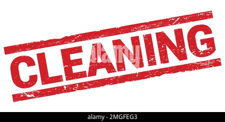 CLEANING, text on red rectangle stamp sign Stock Photo - Alamy