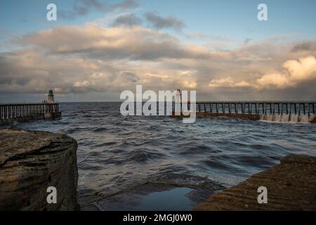The Victorian lighthouses marking the entrance/exit from the port of ...