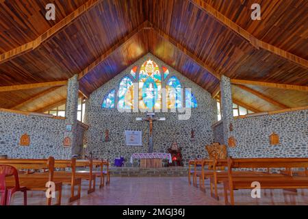 French Polynesia, Tahuata Island: Church of Vaitahu and traditional ...
