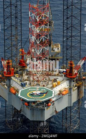 The Ensco 102 Jackup rig operating over Barracouta platform -Bass ...