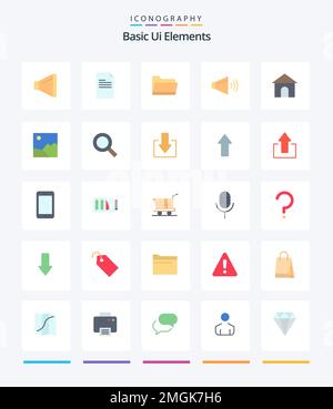 Creative Basic Ui Elements 25 Flat icon pack Such As share. call. lock. telephone. phone Stock ...