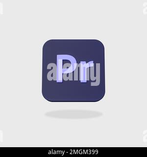 Adobe Premiere Pro App Icon Spotlighted on Black Background Stock Photo ...