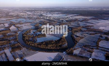 aerial view to Bocage landscape with hedges and trees, Belgium, Viroin ...