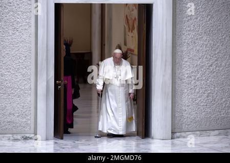 Vatican City, Vatican 25 january, 2023. Pope Francis arrives for his ...