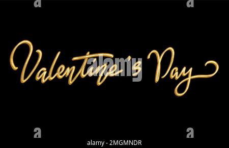 Valentine's Day Glittering Golden Hand Drawn Lettering. Shiny Holiday ...