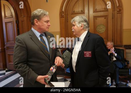 Kansas state Rep. Sean Tarwater, R-Stilwell, watches a House debate on ...