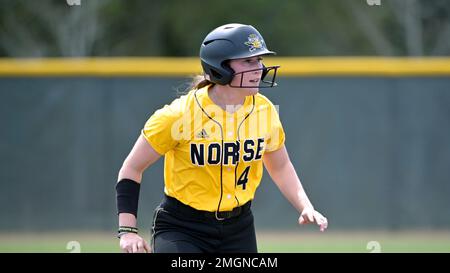 Northern Kentucky's Ava Lawson (4) runs to third base during an NCAA softball game against Long ...