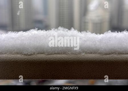 The thick snow on the fence of terrace Stock Photo - Alamy