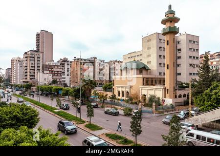 Beirut city skyline. Modern buildings, old buildings, military ...